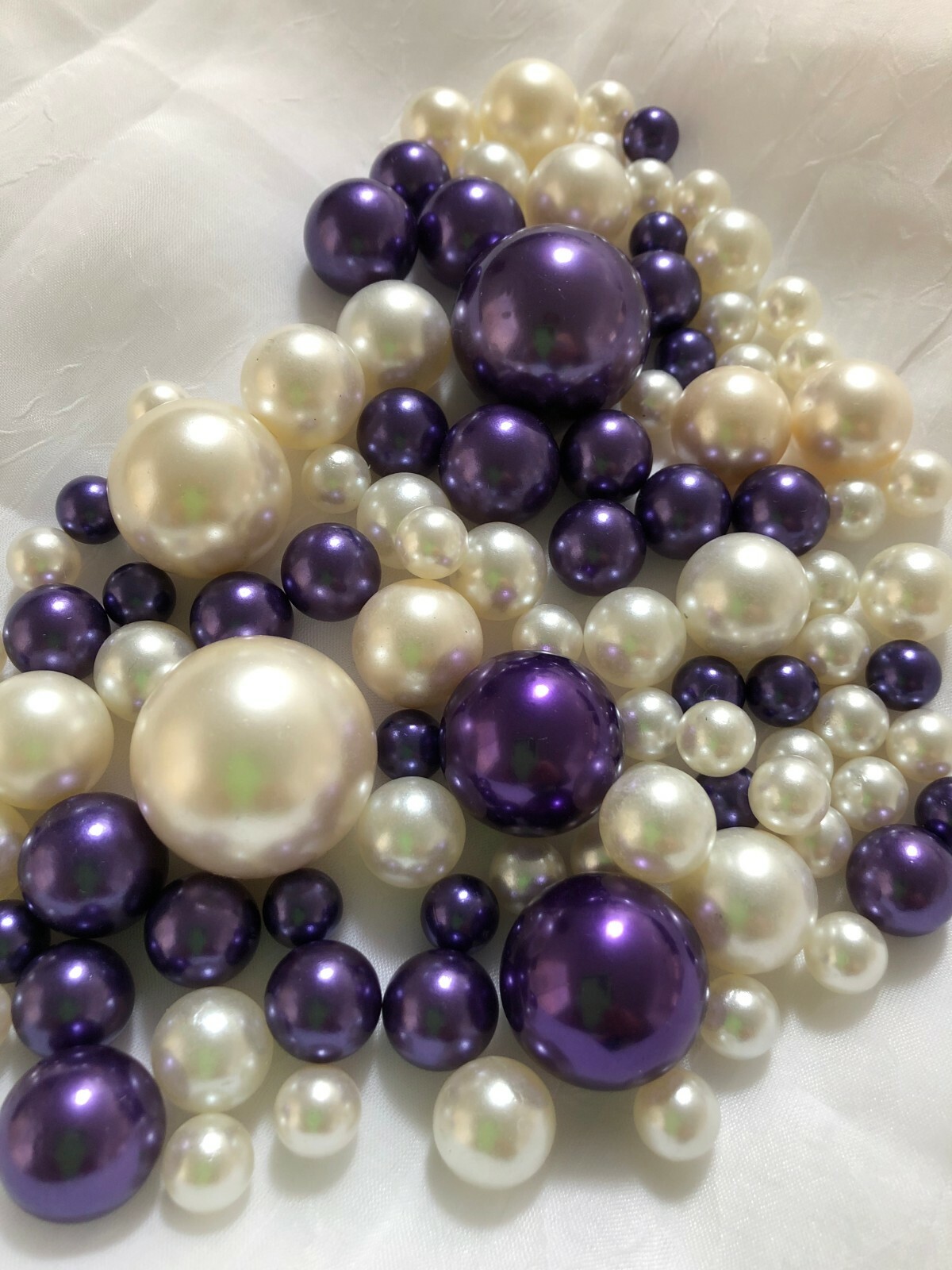 Floating Purple/Ivory Vase Filler Pearls 80pc Decor, Table Scatter | eBay