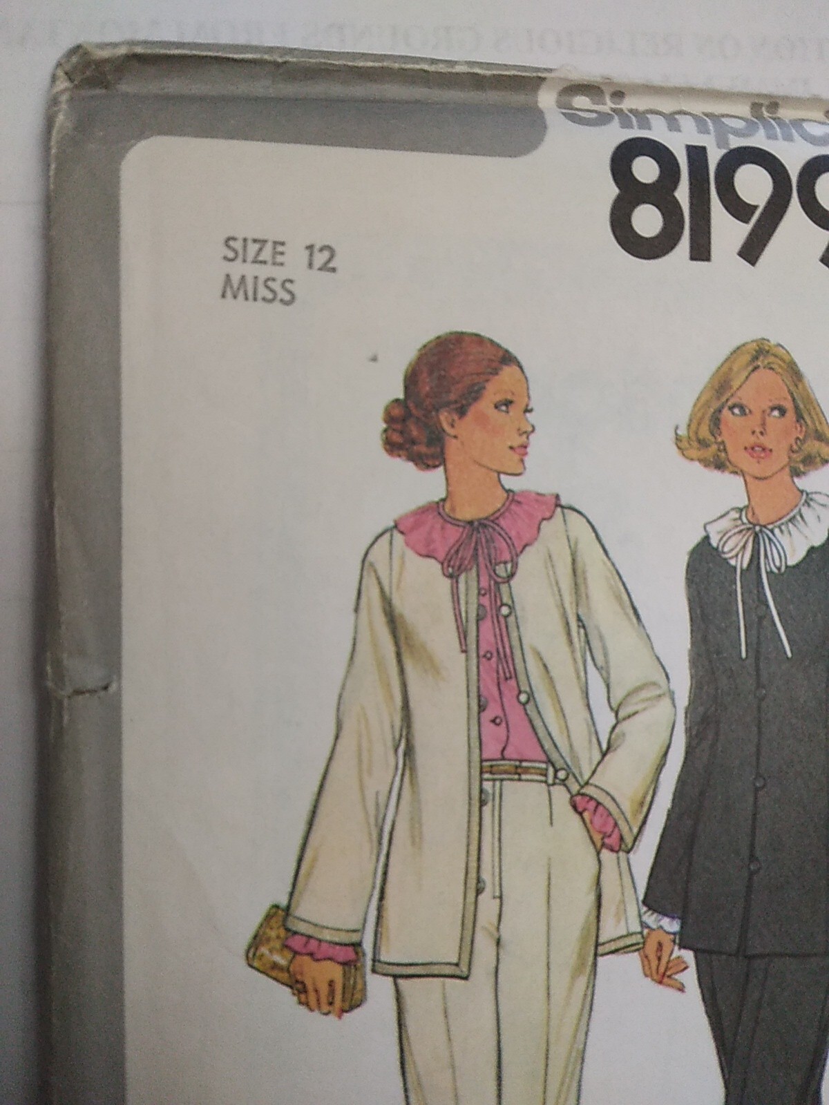 Slacks Pants Jacket Blouse Top 12 Simplicity 8199 Sewing Pattern UC VTG ...
