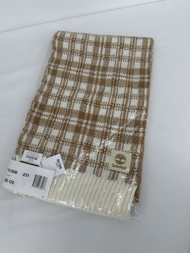 Timberland Buffalo Plaid Scarf Caramel & Cream Knit Tan White One Size ...
