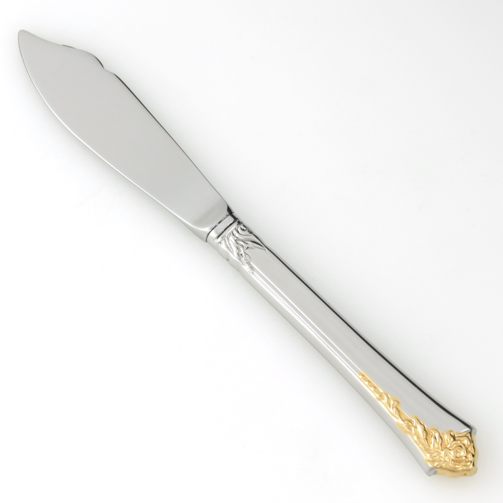 Oneida GOLDEN DAMASK ROSE Stainless Heirloom Cube Gold Accent Flatware ...