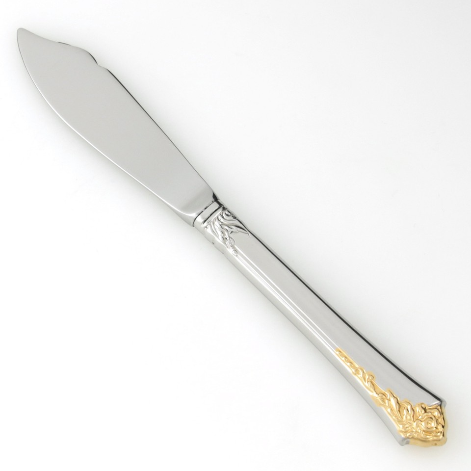 Oneida GOLDEN DAMASK ROSE Stainless Heirloom Cube Gold Accent Flatware ...