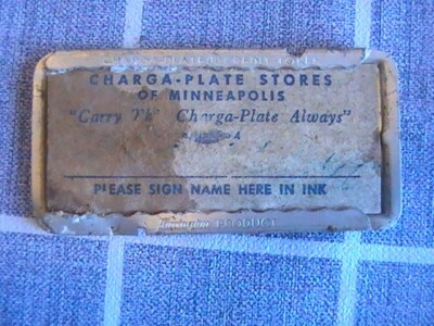 CHARGA-PLATE CHARGE PLATE EARLY CREDIT CARD MINNEAPOLIS | eBay