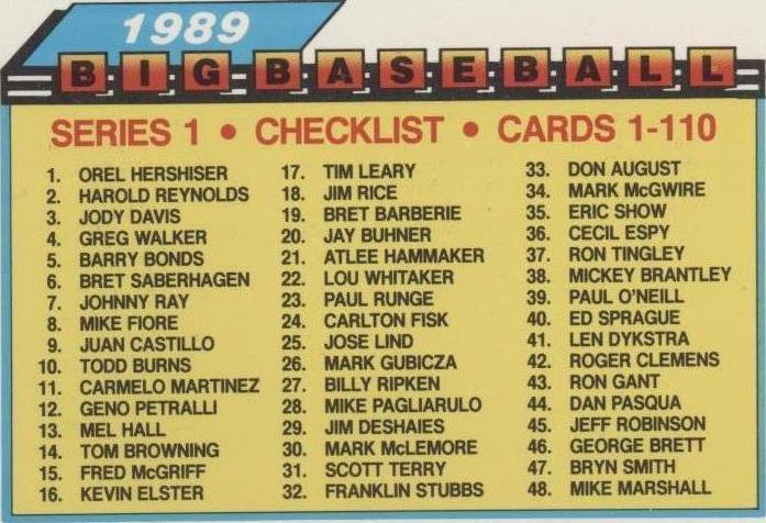 1989 Topps Big - Checklist #59 for sale online | eBay