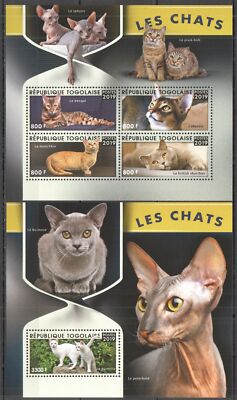 GS0053 2019 TOGO CATS DOMESTIC ANIMALS FAUNA YVERT #6600-3+BL1501 MNH ...