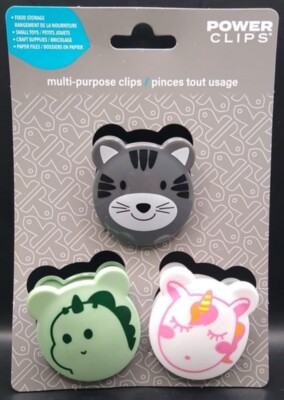 Power Clips Multi Purpose Clips Cat Dino Unicorn Crafts Chips Paper Set ...