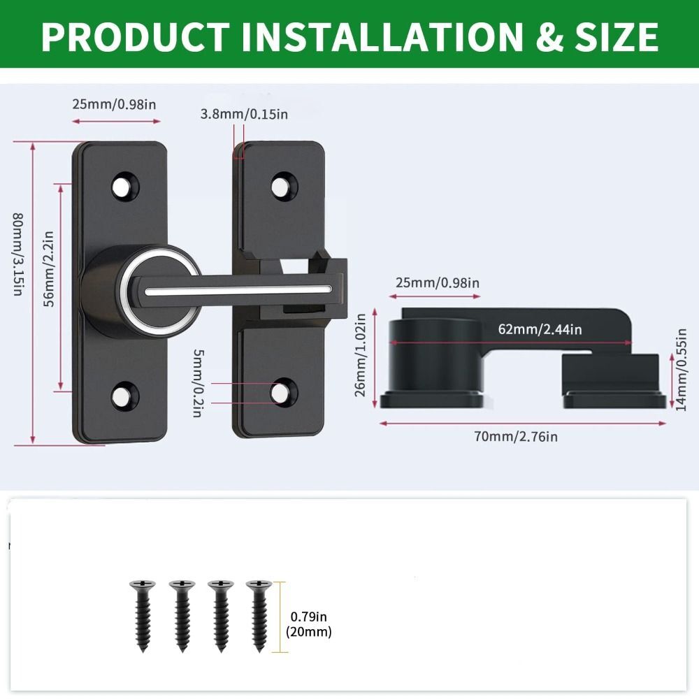 180 Degree Barn Door Lock and Latch Gate Latches Sliding Door Locks ...
