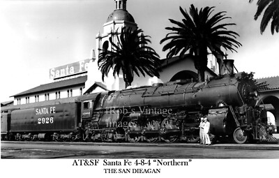 Santa Fe Builder photo Steam Locomotive 2926 ATSF 4-8-4 railroad train ...