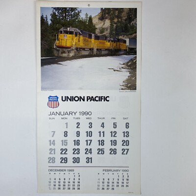 Union Pacific Railroad 1990 12 Month Wall Calendar 12 1/2” x 23” | eBay