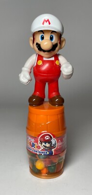Sealed Au'some Mario Candy Barrel Container w/ Fire Mario Figure ...