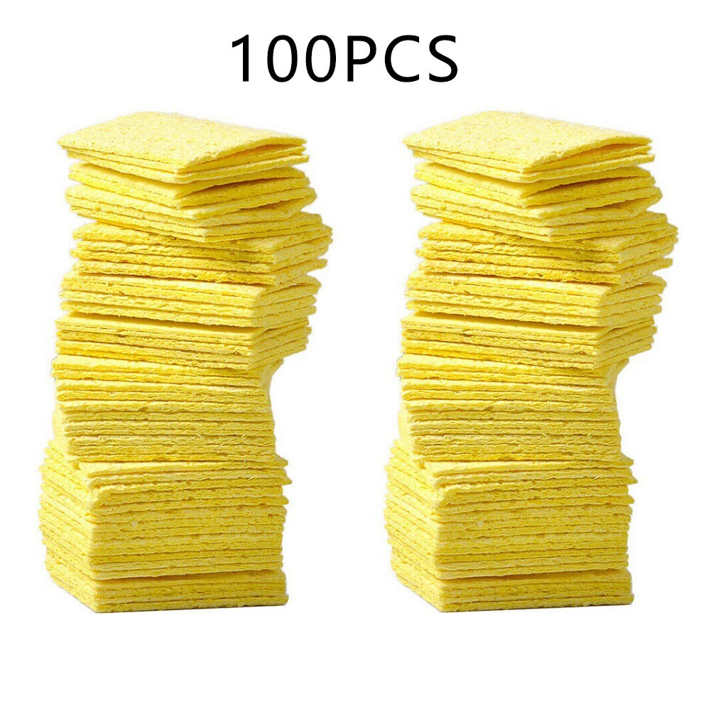 100pcs Yellow Soldering Iron Cleaning Sponge Tip Sponges Rectangle ...