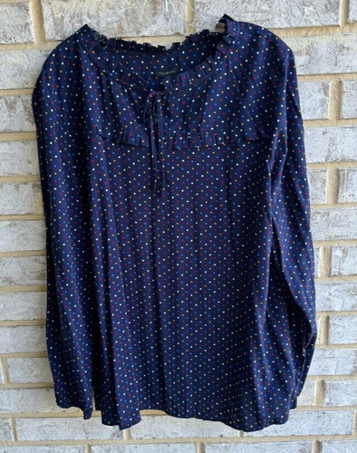 Talbots Polka Dot Tie Neck Top Ruffle Long Sleeve Blouse Women's Size XL. | eBay