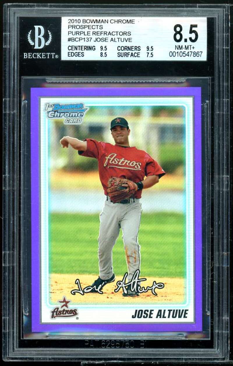 Jose Altuve Rookie 2010 Bowman Chrome Prospects Purple Refractor # ...