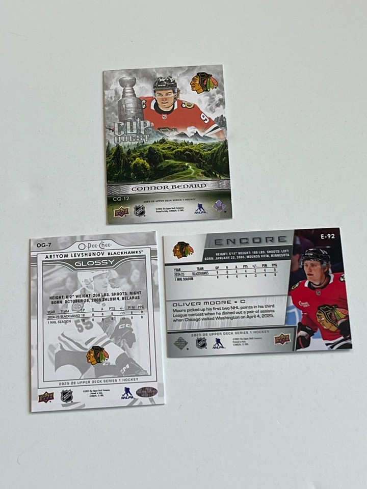 2025-26 UPPER DECK CUP QUEST, GLOSSY, ENCORE, BEDARD, MOORE - CHICAGO ...