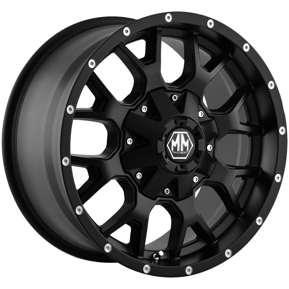 (5) Mayhem 8015 Warrior 18x9 5x4.5"/5x5" -12mm Matte Black Wheels Rims ...