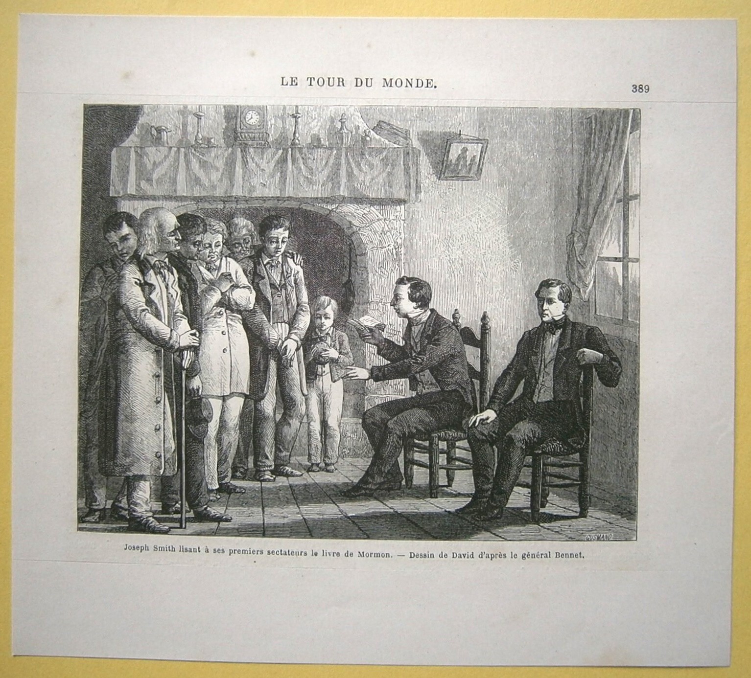 1862 print: Joseph Smith reading Book of Mormon to his early followers ...