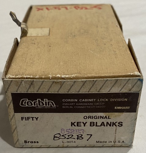 CORBIN Cabinet Lock KEY Blanks New Box Of 50 Vintage Uncut B52B7 Brass ...