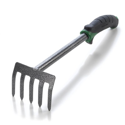Mini Garden Rake Handheld Cultivator with 5 Steel Tines Gardening Tool ...