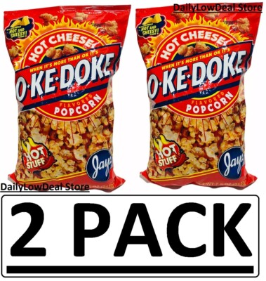2 PACK - Okedoke HOT Cheese Flavored Popcorn Jays 7.5 oz O Ke Doke ...