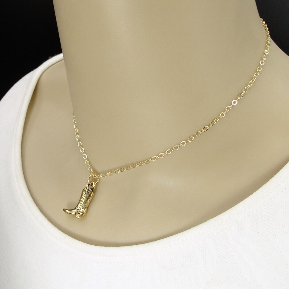 Gold Cowboy Boot Necklace - Country Western Jewelry - Cowboy Cowgirl ...