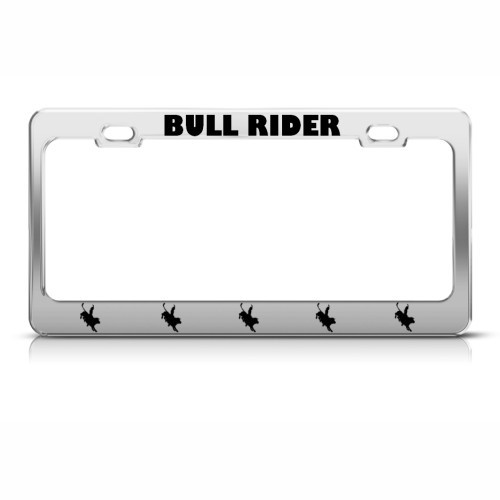 License Plate Frame Bull Rider Texas Cowboy Rodeo Metal Car Accessories ...