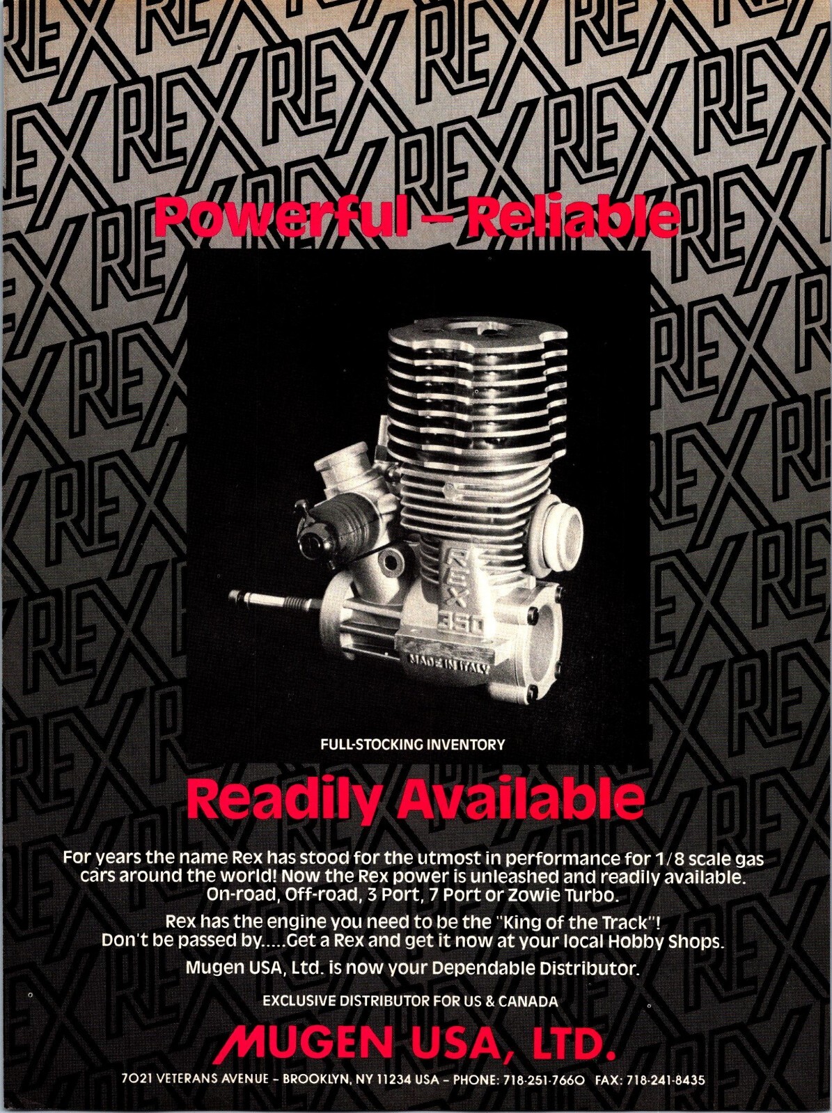 REX RC Gas Engine Vintage Print Ad Wall Decor Zowie Turbo Mugen USA | eBay