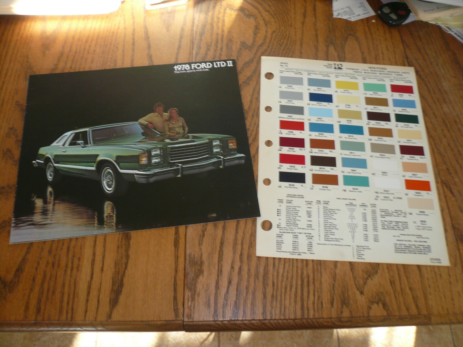 1978 Ford LTD II Sales Brochure & Ditzler Paint Chip Color Samples ...