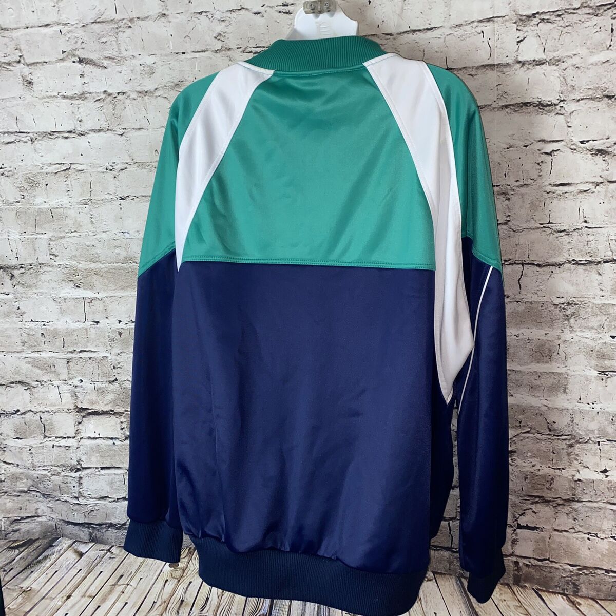 Vintage 90s Pony Men's Track Jacket Green Blue White L Full Vintage 90s Pony Men's Track Jacket Green Blue White L Full