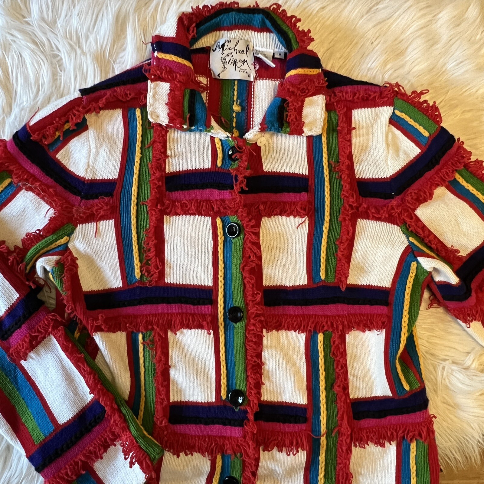 Vintage Michael Simon New York 1990s Colorful Cardiga… - Gem