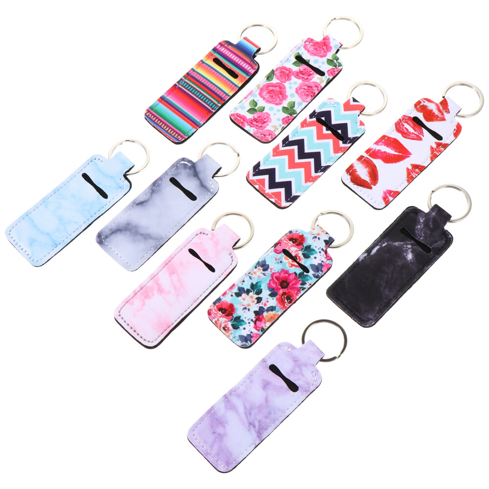 10 Pcs Car Keychain Clip-on Sleeve Lipstick Kou Balm Holder Stand ...