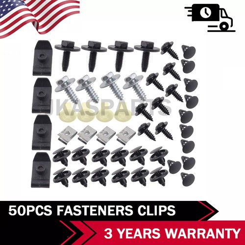 50Pcs Engine Splash Shield Fender Bumper Screw Clips Rivet Fastener For ...