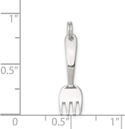 Fork Charm Pendant With Cable Chain 925 Sterling Silver 14K Yellow Gold ...