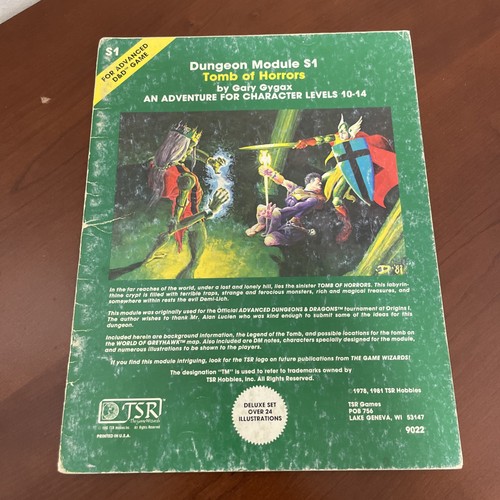 ORIGINAL S1 Tomb of Horrors Dungeons & Dragons Tsr Classic Module ...