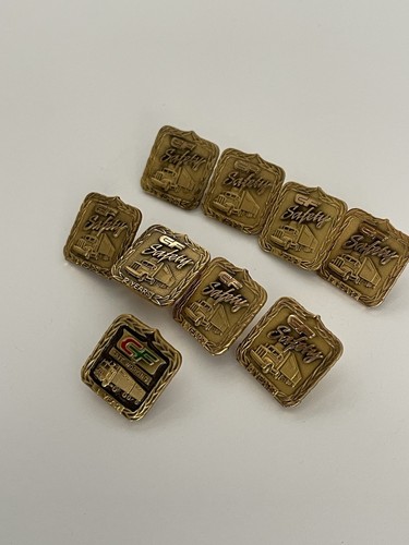 9 Vint Trucking CF Pins ~ Service Award Shield Of Safety Enamel Screw ...