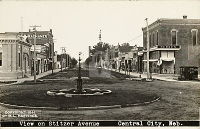 View on Stitzer Ave. Central City NE Nebraska 1911 RPPC Photo Postcard ...