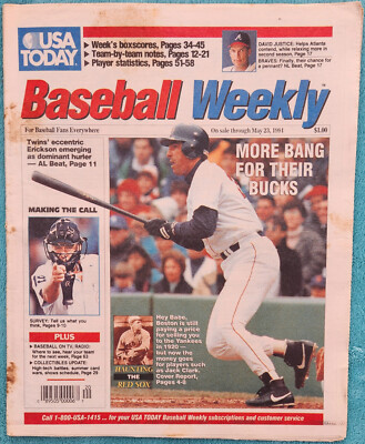 Red Sox's Jack Clark 1991 USA Today Baseball Weekly Full Issue 64 Pages ...