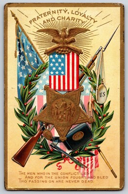 Patriotic Embossed Decoration Day GAR Flags Postcard c1910 | eBay