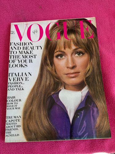 WOMEN vintage FASHION magazine VOGUE model 1969 pink hair colour ...