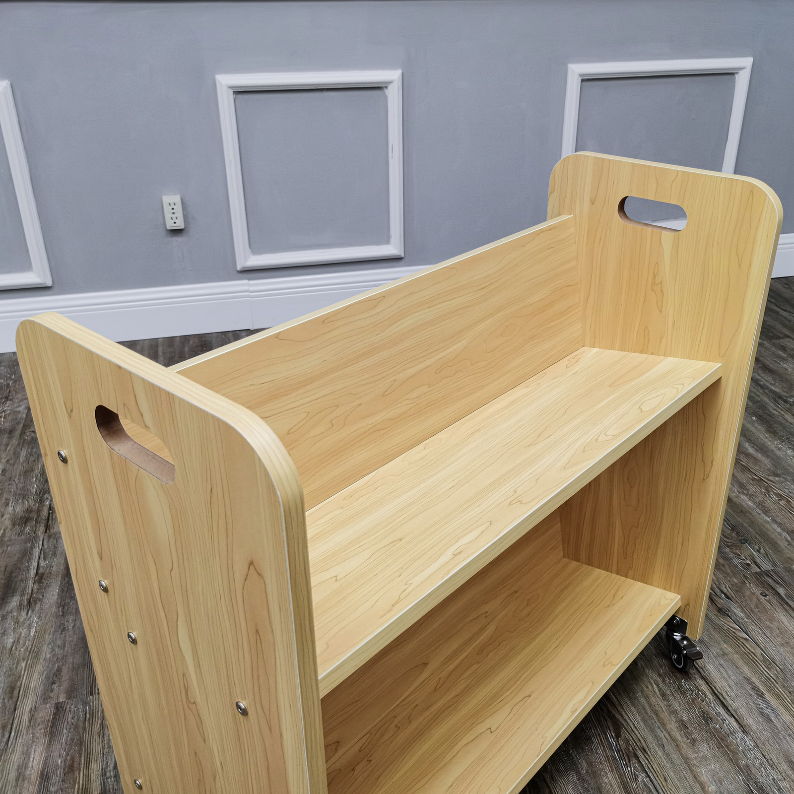 Wood (MDF) Book Cart Library Pew Cart Binder Rack Rolling Storage Cart ...