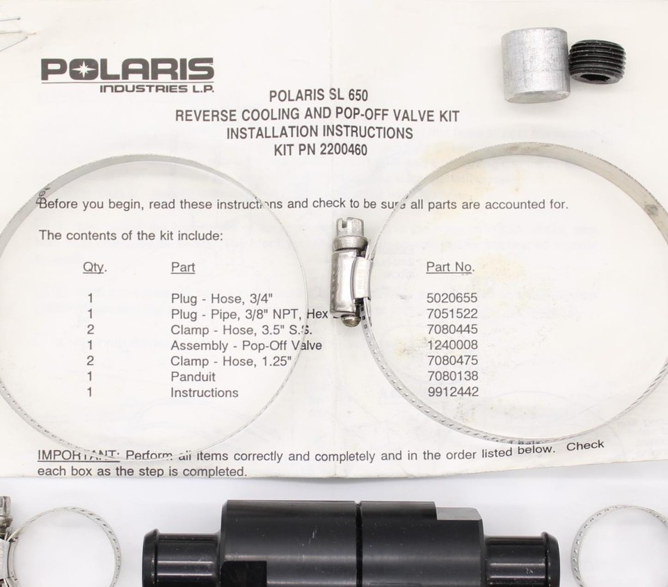 Polaris Jet Ski Reverse Cooling Kit Part Number - 2200460 | eBay
