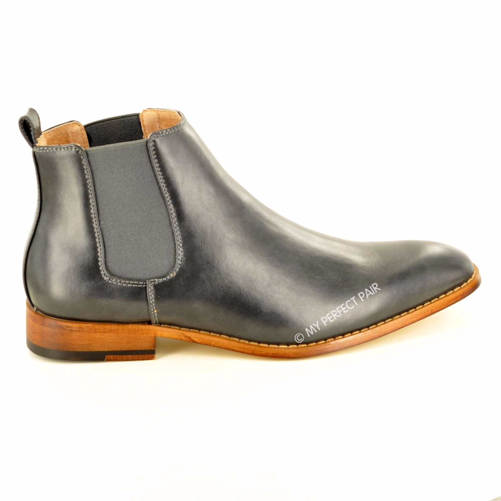 Mens Chelsea Boots Pointed Toe Ankle Italian Style Leather Lined UK ...