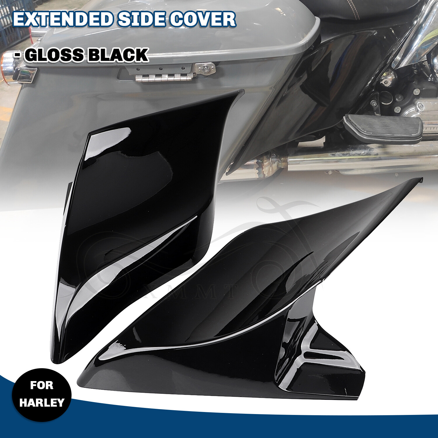 Black Stretched Extended Side Cover For Harley 4.5'' Saddlebag Road ...