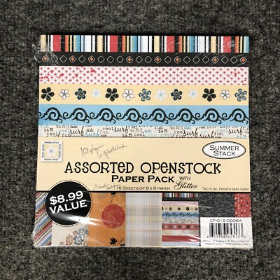 Summer Stack 8x8 Paper Pad by DCWV W/Glitter Crafts Scrapbooks 16 ...