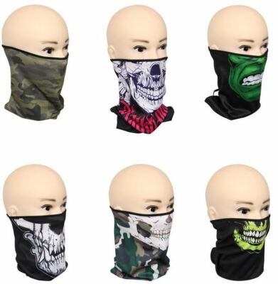 BIKER FACE MASK HEAD BUFF SKELETON , CAMOUFLAGE, HULK, SKULL | eBay