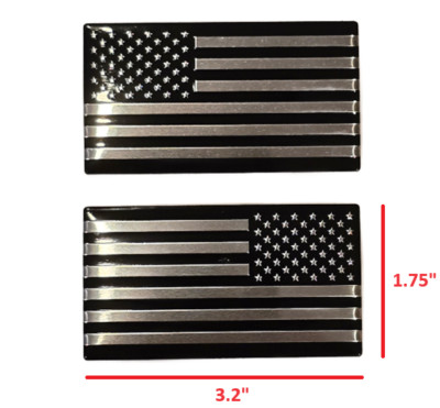Chrome & Black Subdued Embossed Left/Right American Flag Decal Truck ...
