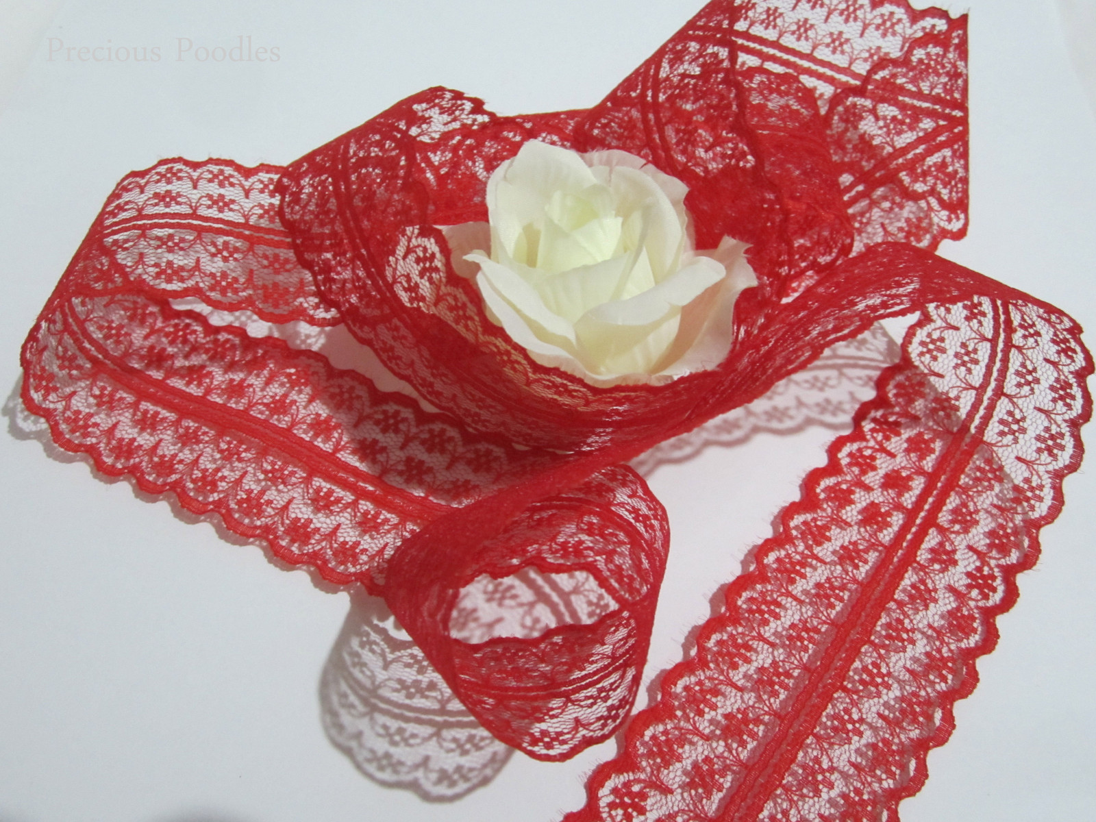 6 Meters Red Lace Ribbon 4.5 cm (Free Post) Wavy Bilateral Trim Vintage ...