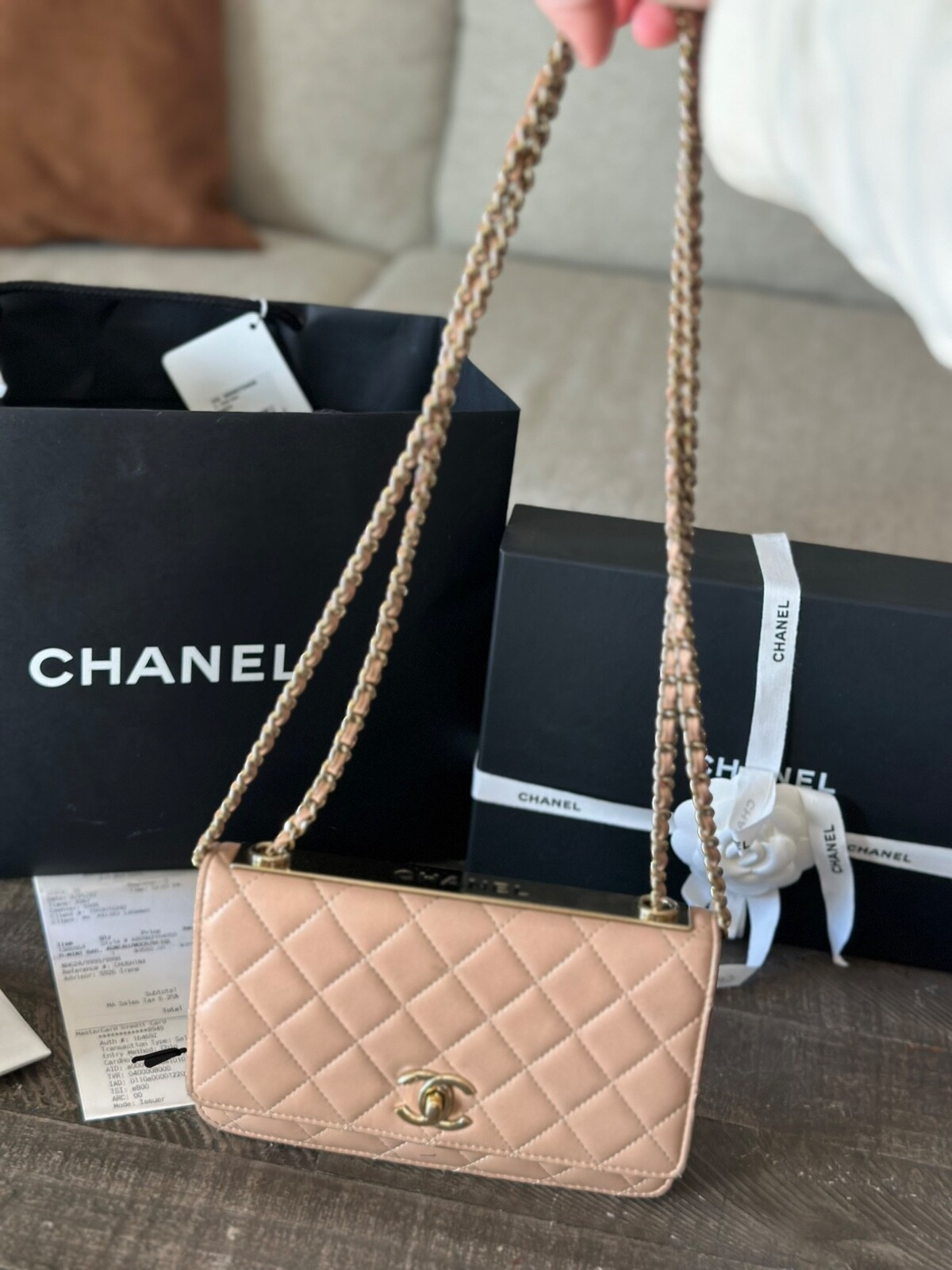 CHANEL Beige Lambskin Spring 2022 Collection Mini - Gem