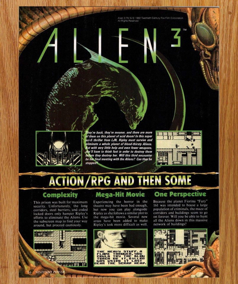 Alien 3 Game Boy Nintendo Fox - 2 Page Video Game Print Ad Poster Art ...