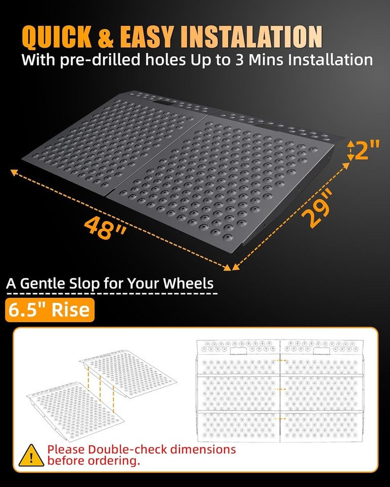 VNN 2PC 29" x 48" Shed Ramp for Riding Mower Anti-Slip Punch Plate Ramp ...