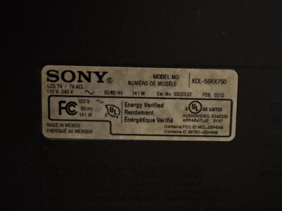Sony BRAVIA 55" LCD TV - KDL-55EX500 1080p with remote - *WORKS | eBay