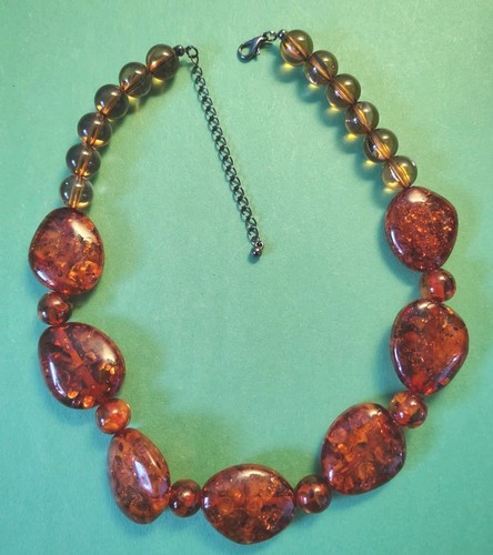 Chunky SPECKLED AMBER Colored Acrylic Beaded CHOKER Necklace | eBay